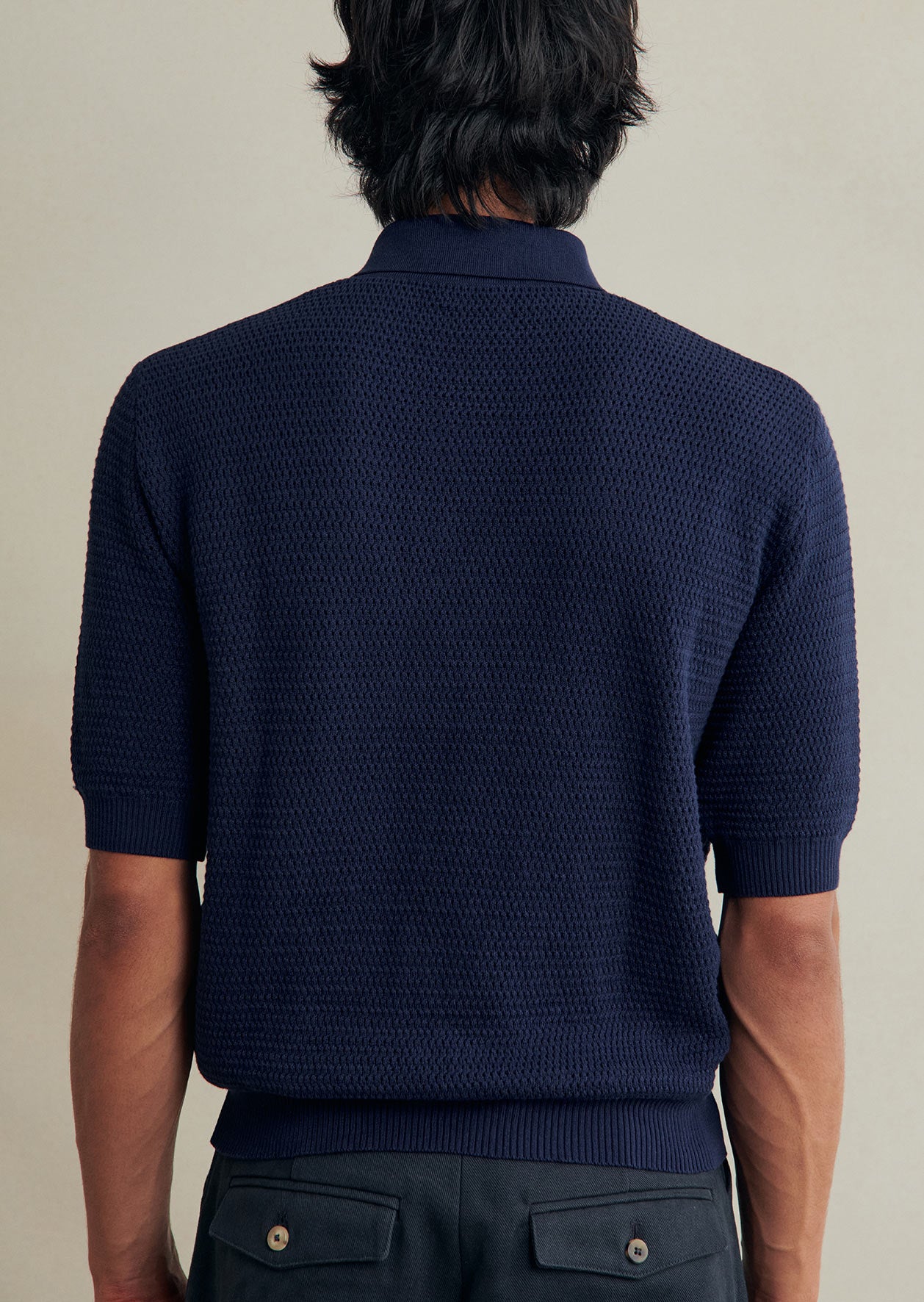 De Bonne Facture Honeycomb Knit Polo / Navy – Vaatturiliike Sauma Oy